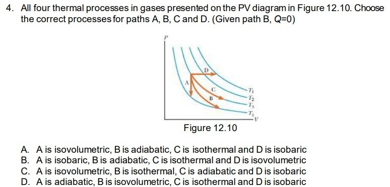 SOLVED: 4. All four thermal processes in gases presented on the PV ...