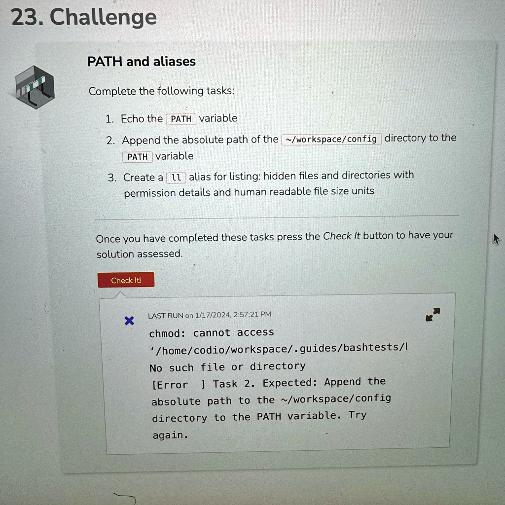 SOLVED: Challenge PATH and aliases Complete the following tasks: 1. Echo the PATH variable 2 ...