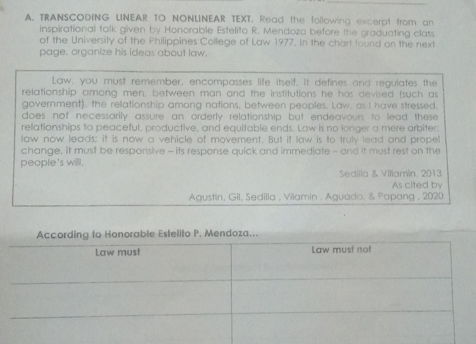 A. TRANSCODING LINEAR TO NONLINEAR TEXT. Read the following excerpt ...
