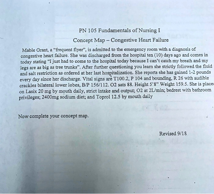 congestive heart failure concept map pn 105fundamentals of nursing i ...