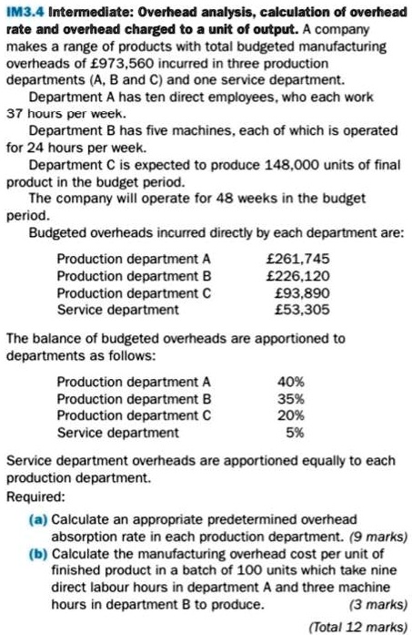 im34 intermediateoverhead analysiscalculation of overhead rate and overhead charged to a unit of ...
