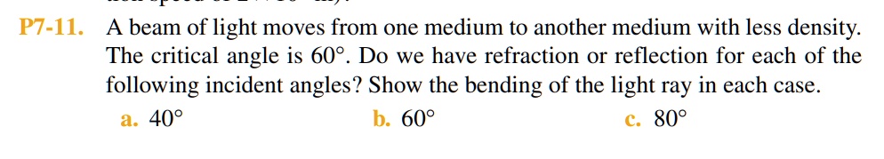 p7 11 a beam of light moves from one medium to another medium with less ...