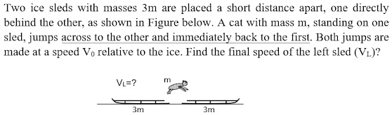 SOLVED: Two ice sleds wih masses 3m are placed short distance apart ...