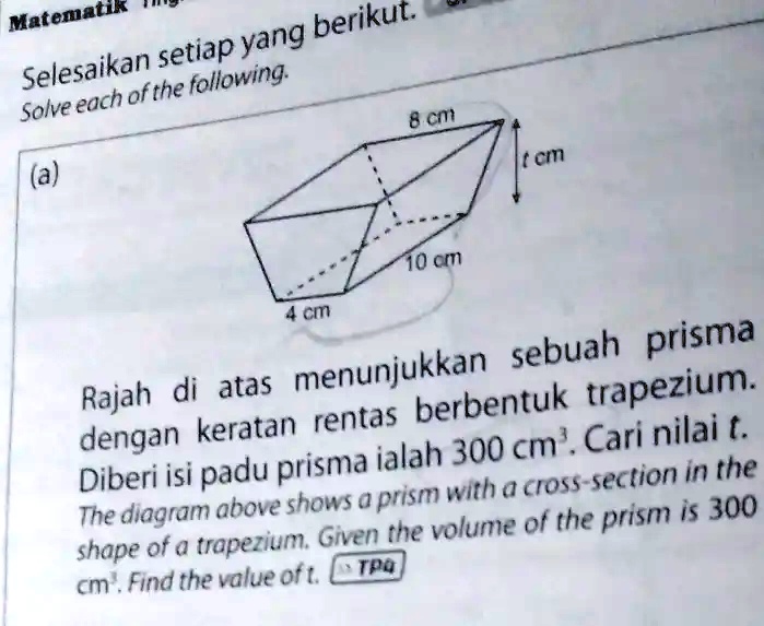 Matematik Selesaikan setiap yang berikut. Solve each of the following ...