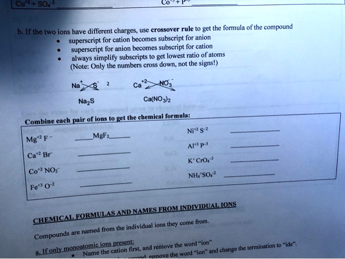 SOLVED: ez+SO2 If the two ions have different charges, use the ...