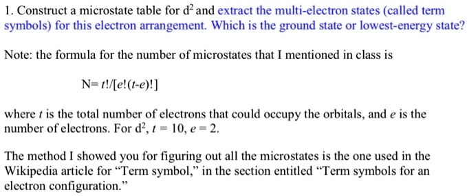 1 construct microstate table for d and extract the multi electron ...
