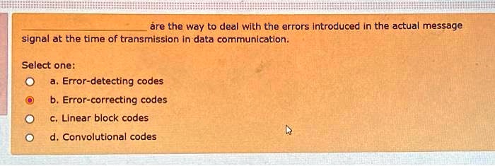 Solved Are The Way To Deal With The Errors Introduced In The Actual Message Signal At The Time