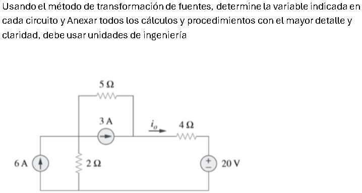Usando el método de transformación de fuentes, determine la variable ...