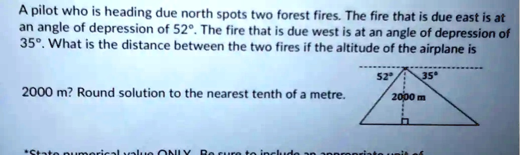 SOLVED: A pilot who is heading due north spots two forest fires The ...