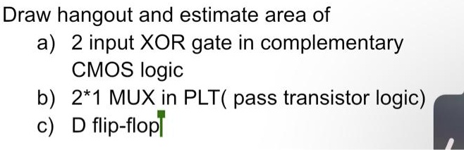 SOLVED: Draw a hangout and estimate the area of a) a 2-input XOR gate ...