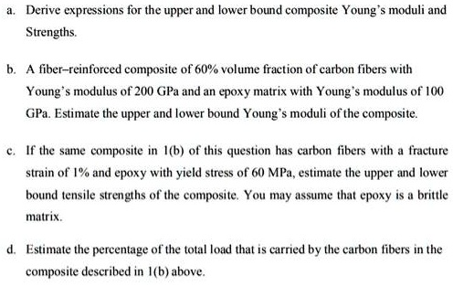 SOLVED: a. Derive expressions for the upper and lower bound composite Young's moduli and ...