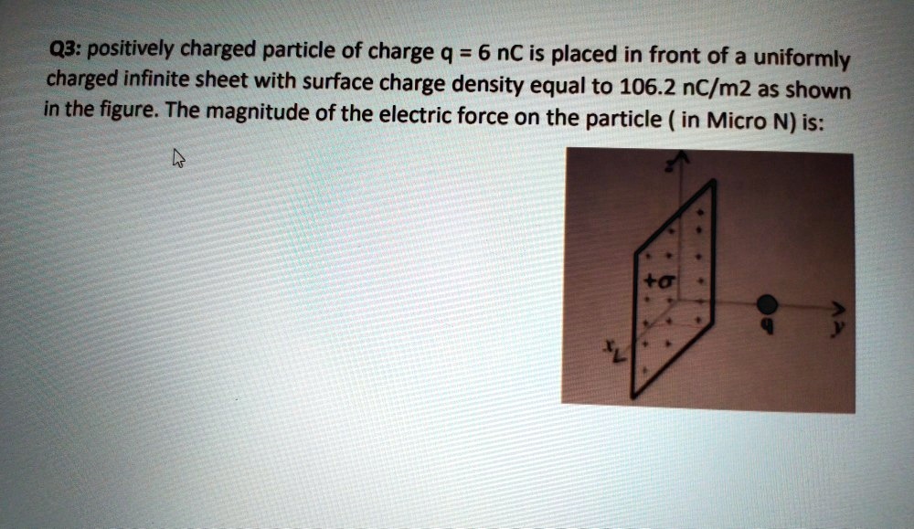 SOLVED: Q3: positively charged particle of charge q = 6 nC is placed in ... SOLVED: Q3: positively charged particle of charge q = 6 nC is placed in ...