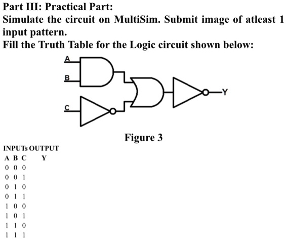 SOLVED:Part M: Practical Part: Simulate the circuit on MultiSim. Submit image of atleast input ...