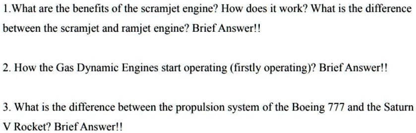 SOLVED: What are the benefits of the scramjet engine? How does it work ...