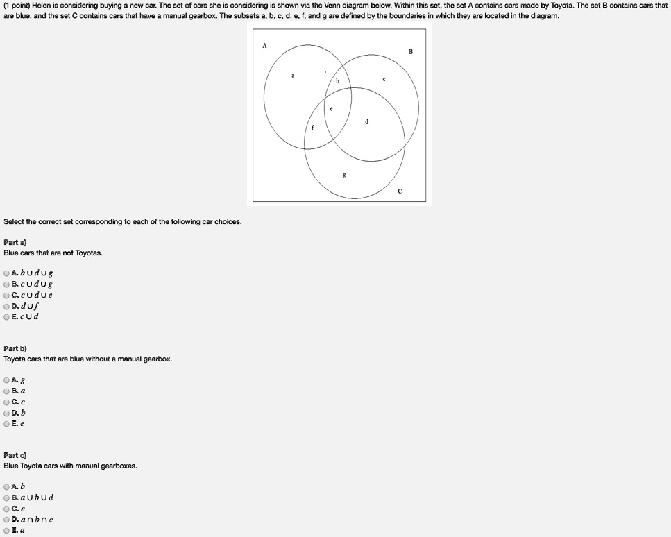 [GET ANSWER] point helen considering buying new car the set 0f cars she ...