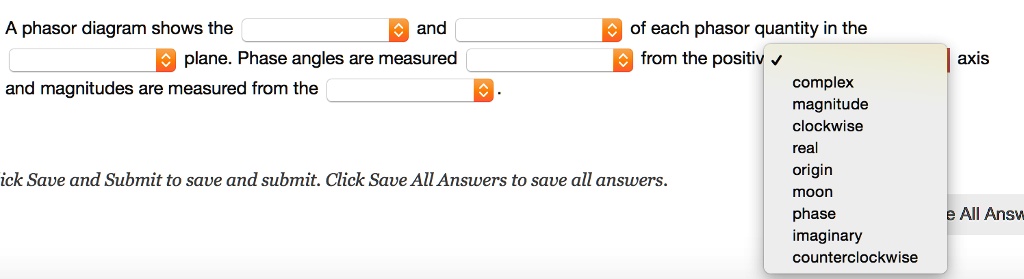 SOLVED: A phasor diagram shows the and plane. Phase angles are measured ...