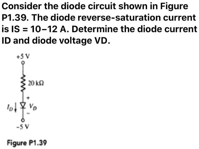 Consider the diode circuit shown in Figure P1.39. The diode reverse ...