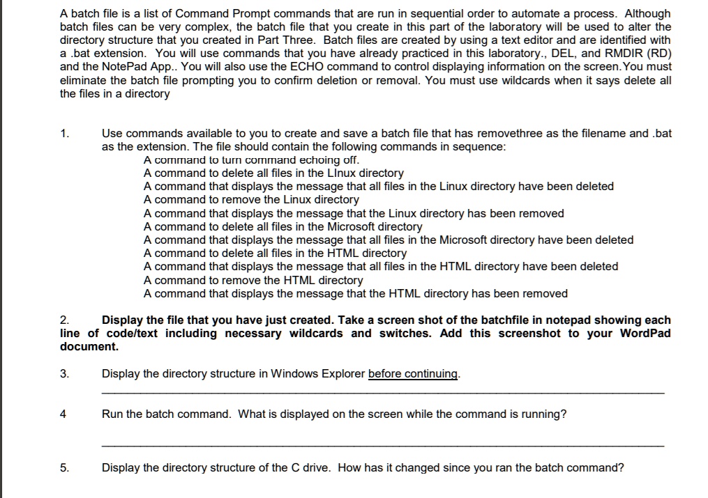 VIDEO solution: Command prompt and batch file exercise A batch file is ...