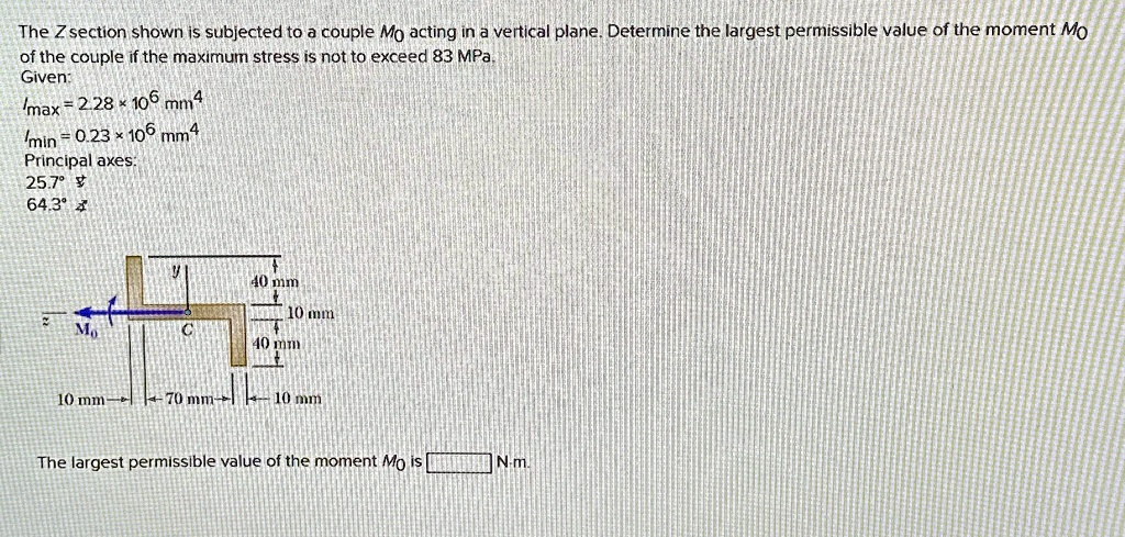 the z section shown is subjected to a couple m0 acting in a vertical ...