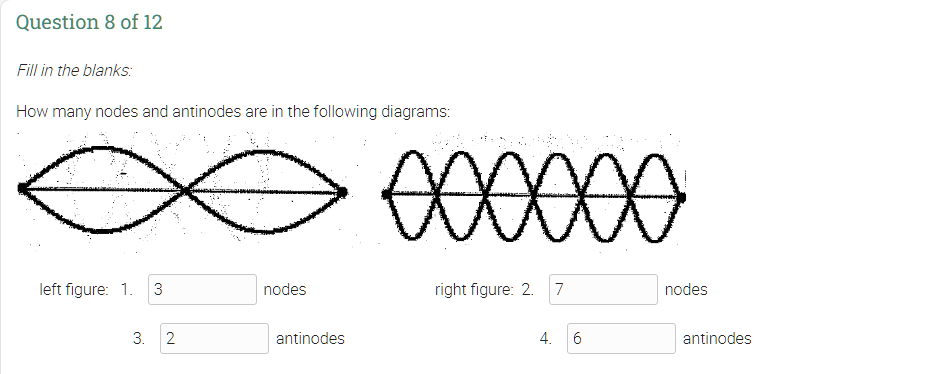 fill in the blanks how many nodes and antinodes are in the following ...