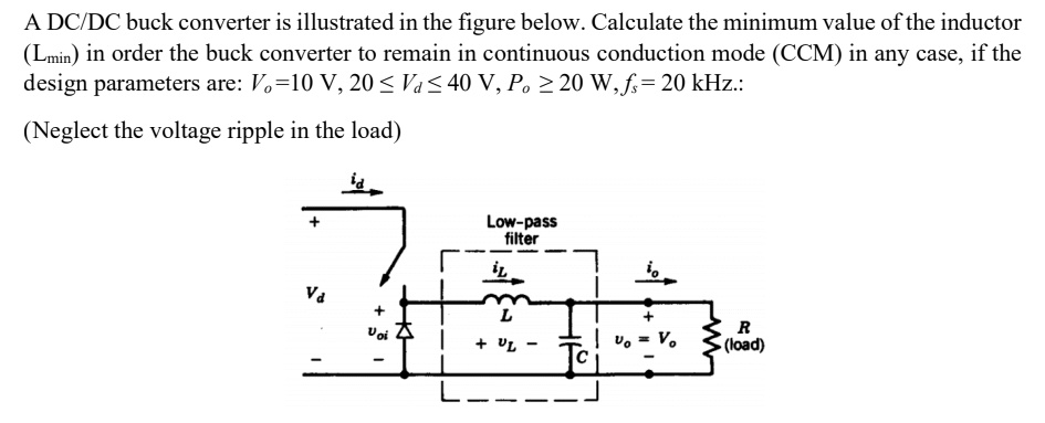 SOLVED: A DC-DC buck converter is illustrated in the figure below. Calculate the minimum value ...