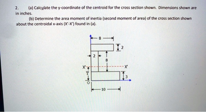 2. (a) Calculate the y-coordinate of the centroid for the cross section shown. Dimensions shown ...