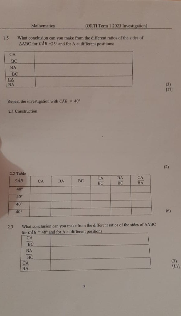 SOLVED: Mathematics (ORTI Term 12023 Investigation) 1.5 What conclusion ...