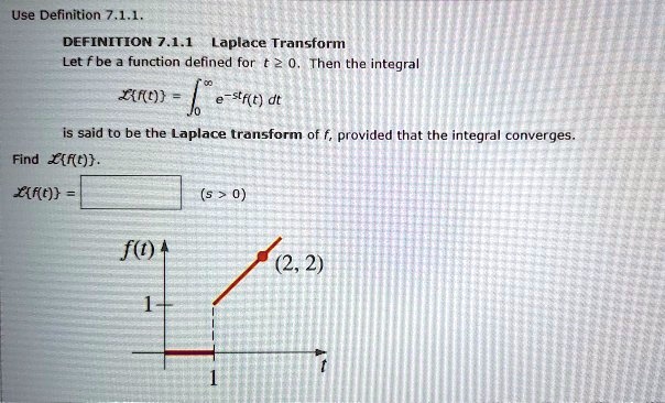 use definition 711 definition 711 laplace transform let f be function defined for then the ...