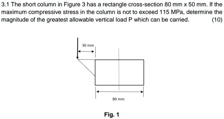 SOLVED: 3.1 The short column in Figure 3 has a rectangle cross-section ...
