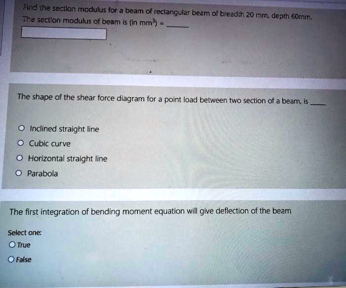 SOLVED: Find the section modulus for a rectangular beam with a breadth ...