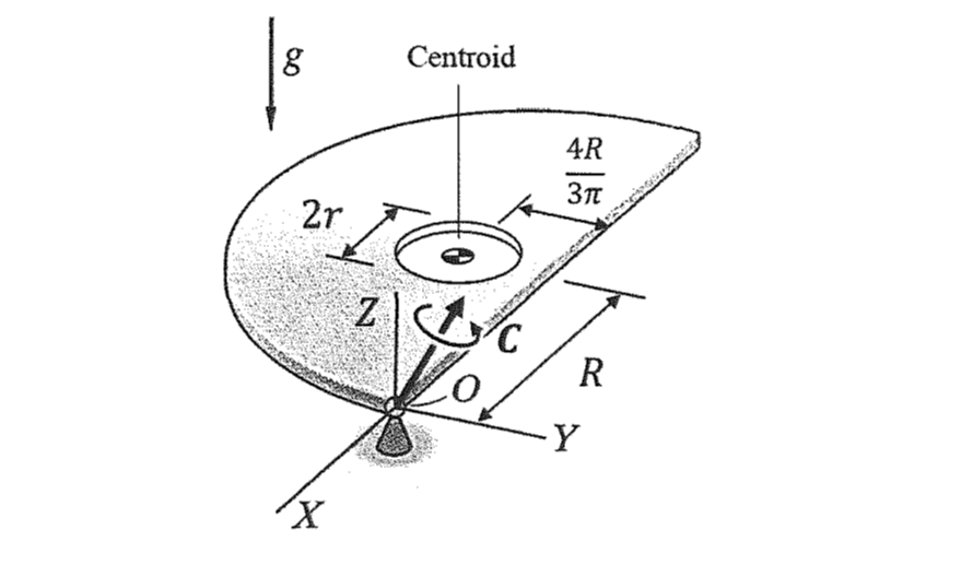 in figure q3 there is a thin and homogeneous 10 kg semicircular disk with negligible thickmess ...