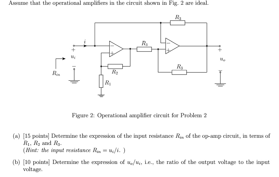 Assume that the operational amplifiers in the circuit shown in Fig. 2 are ideal. Rin + ui R2 R1 ...