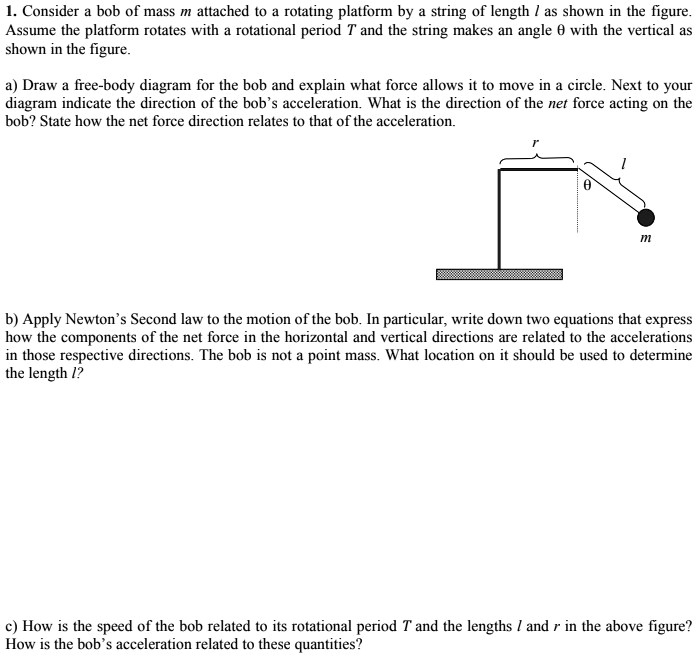 SOLVED: 1. Consider bob of mass m altached t0 rotating platform by string of length as Shown in ...