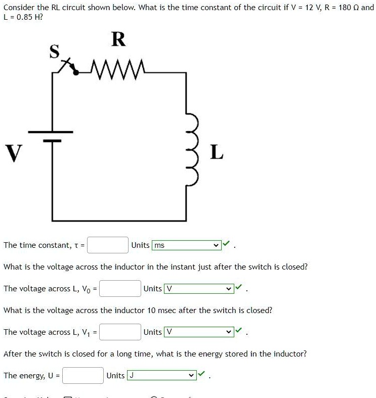consider the rl circuit shown below what is the time constant of the ...