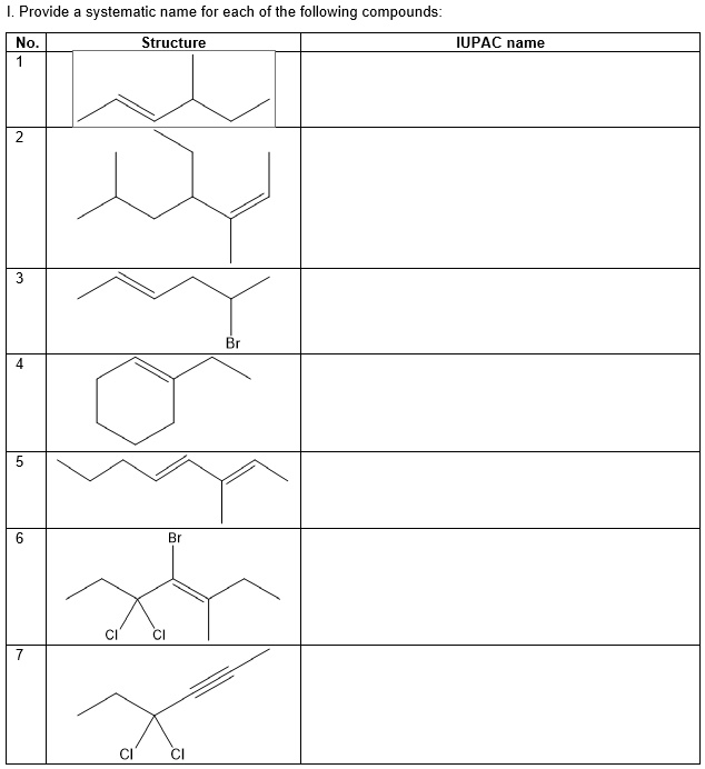 SOLVED: Provide systematic name for each of the following compounds No ...