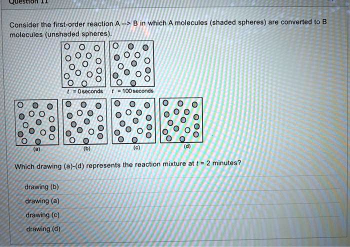 SOLVED:Question Consider the first-order reaction molecules (unshaded ...