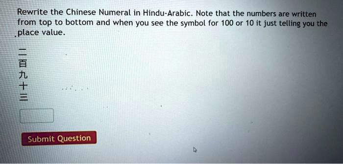 rewrite the chinese numeral in hindu arabic note that the numbers are ...