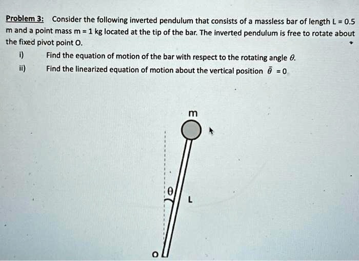 SOLVED: Problem 3:Consider the following inverted pendulum that ...