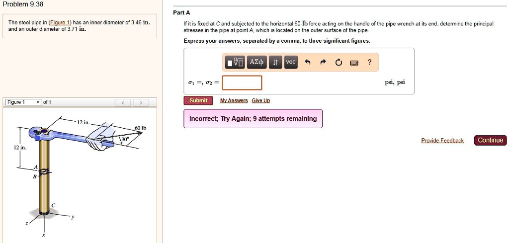 VIDEO solution: Problem 9.38 Part A: If it is fixed at C and subjected to the horizontal 60-lb ...