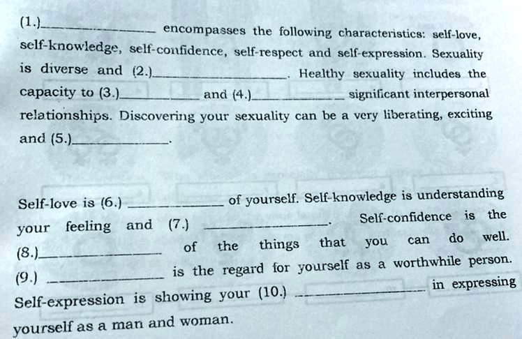 supply the correct word to complete the statement 1 encompasses the following characteristics ...