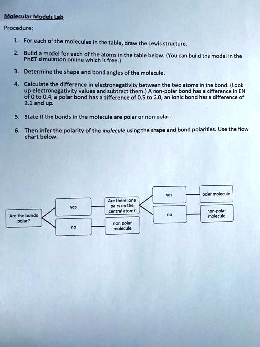 Molecular Models Lab Procedure: 1. For each of the molecules in the ...