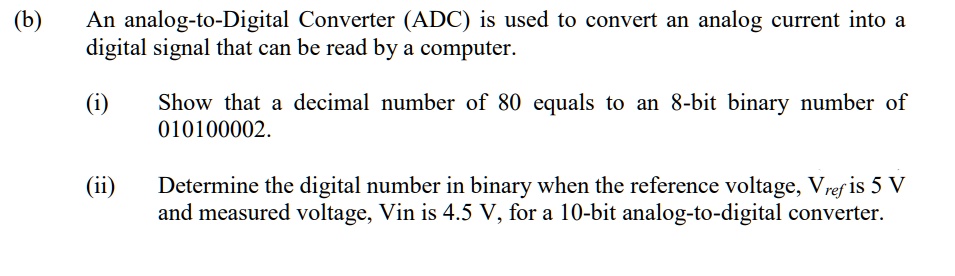 Solved An Analog To Digital Converter Adc Is Used To Convert An Analog Current Into A Digital