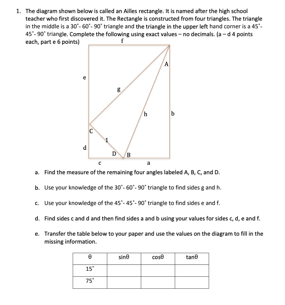 SOLVED: The diagram shown below is called an Ailles rectangle: It is ...