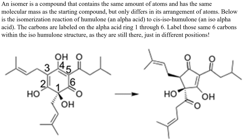 an isomer is a compound that contains the same amount of atoms and has ...
