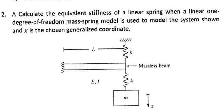 SOLVED: 2 A Calculate the equivalent stiffness of a linear spring when ...