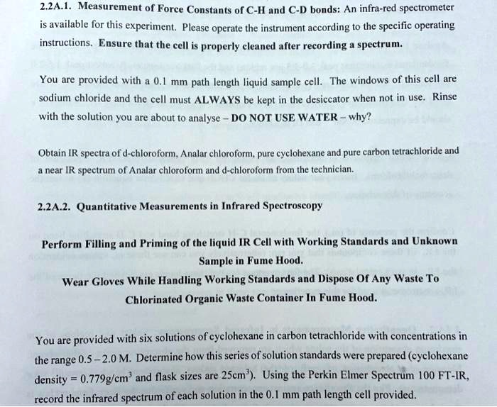 SOLVED: 22A.1- Measurement of Force Constants of C-H and C-D bonds: An ...