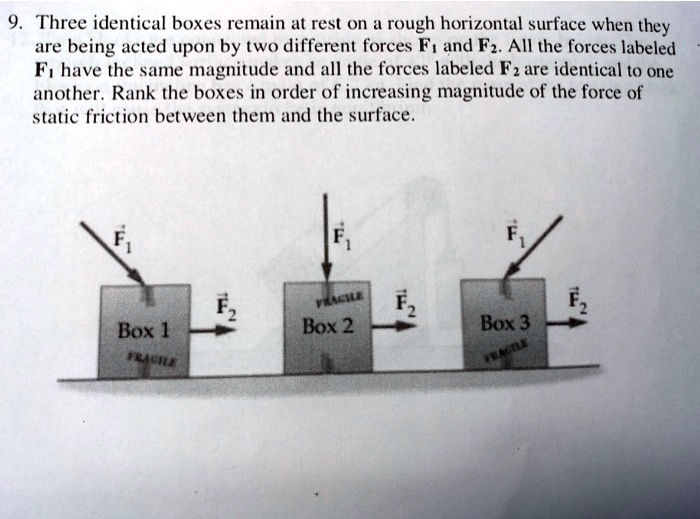 9. Three identical boxes remain at rest on a rough horizontal surface ...