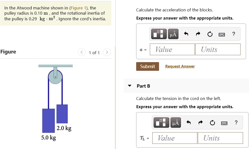 in the atwood machine shown in figure 1 the pulley radius is 010 m and ...