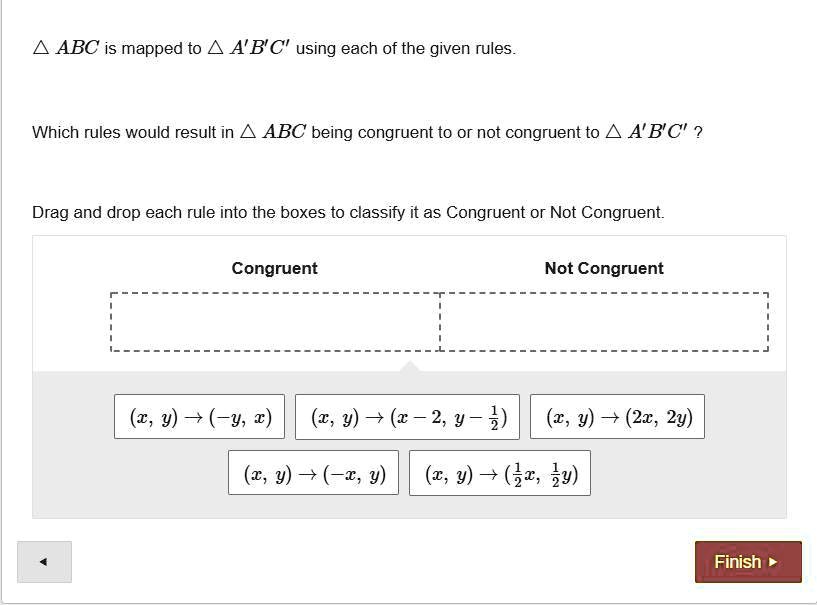 ?ABC is mapped to ?A'B'C' using each of the given rules. Which rules would result in ?ABC being ...