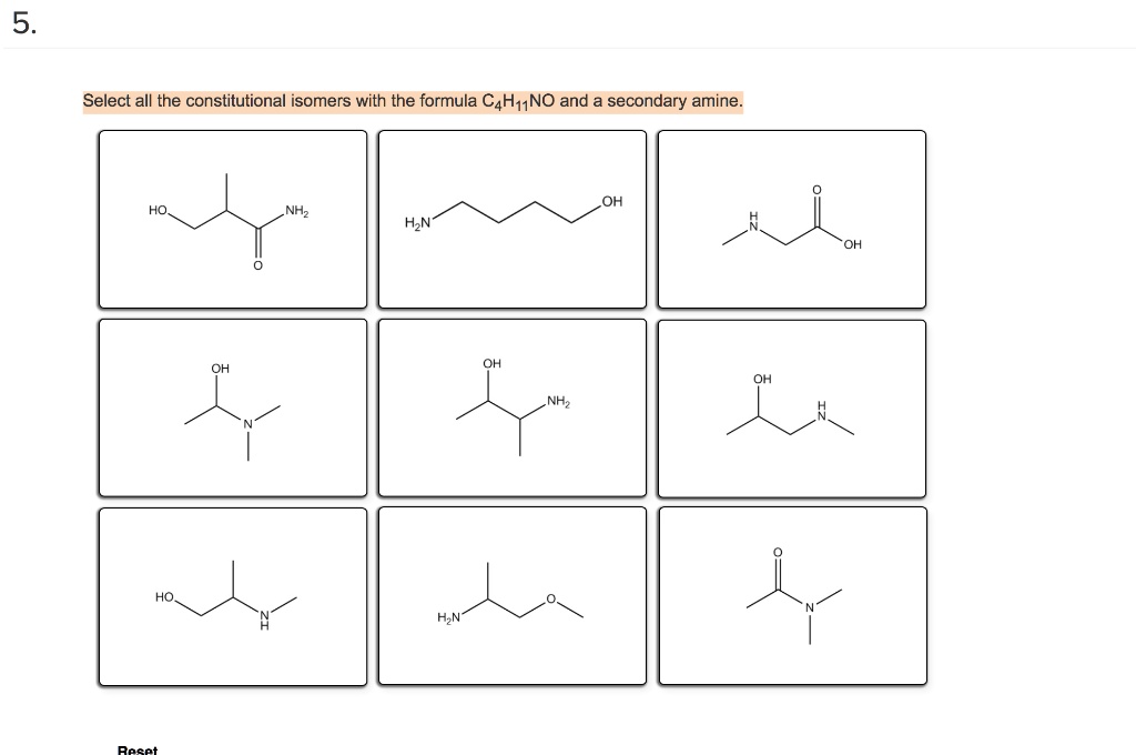 SOLVED: Text: 5 Select all the constitutional isomers with the formula ...